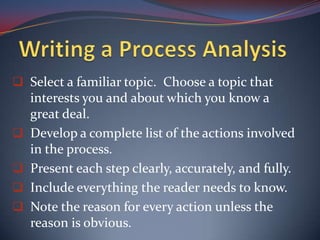 Process analysis essays | PPT