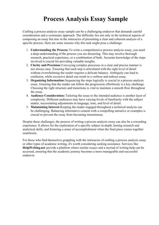 Process Analysis Essay Sample. East Texas Baptist University | PDF