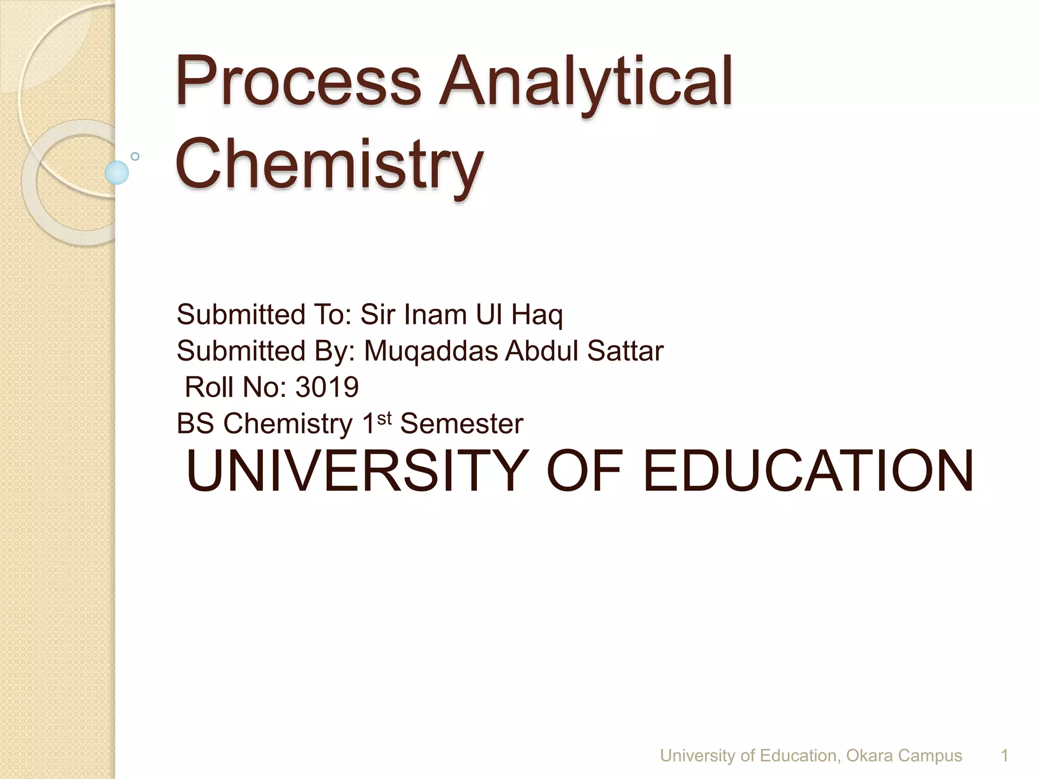 Process analytical chemistry | PPTX