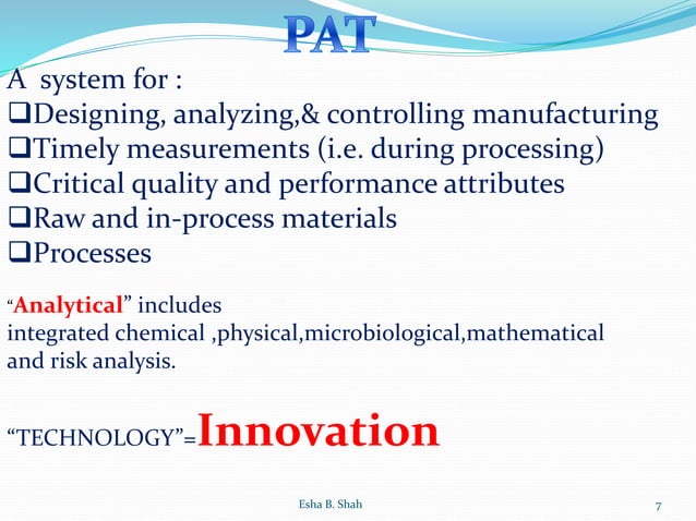 Process analytical techniques Esha shah | PDF