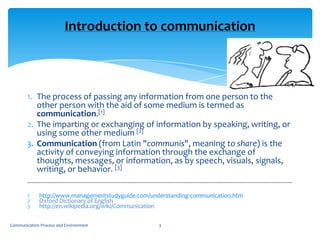 Process and environment of communication | PPTX