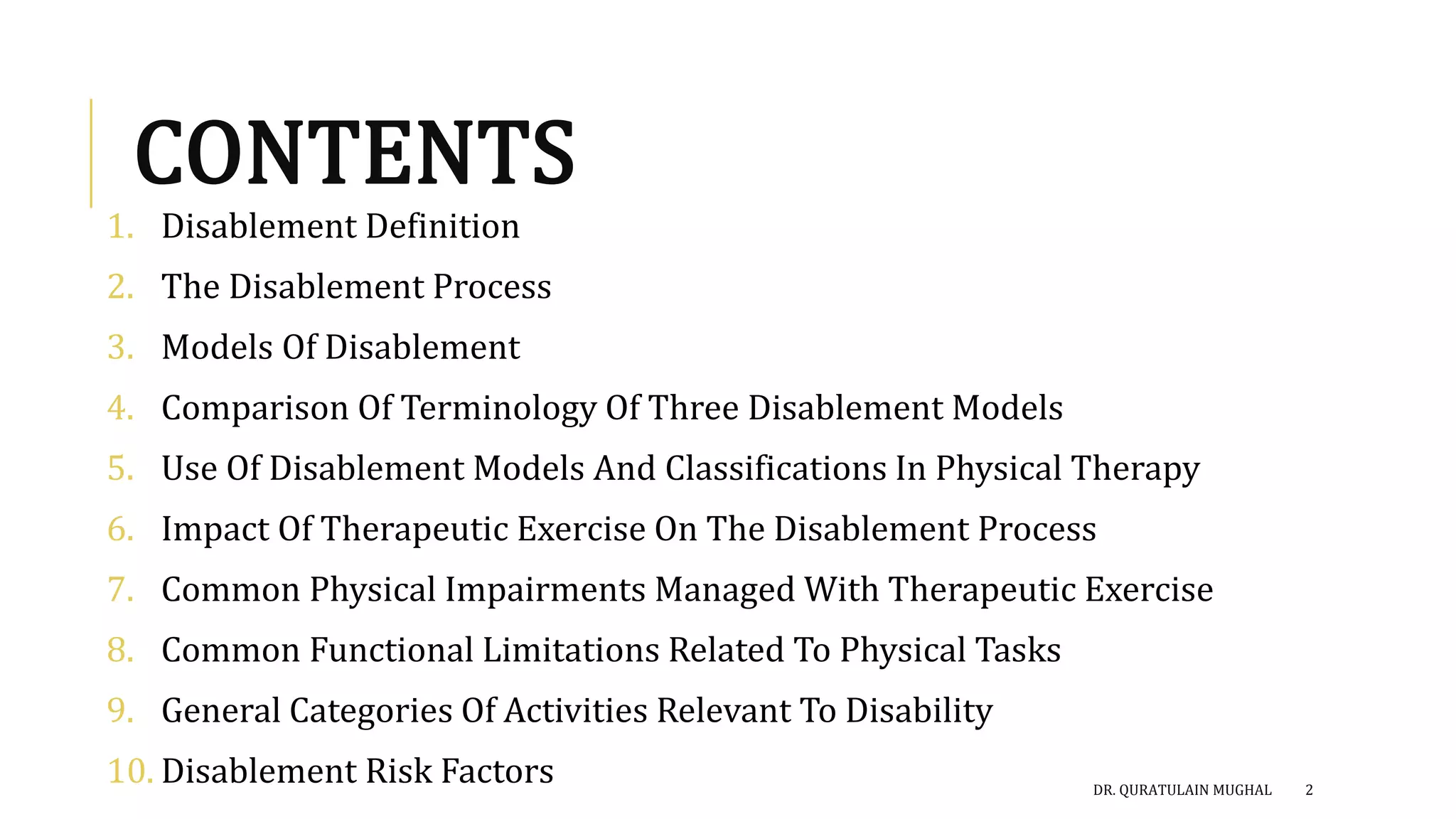 Process and models of disablement | PPTX