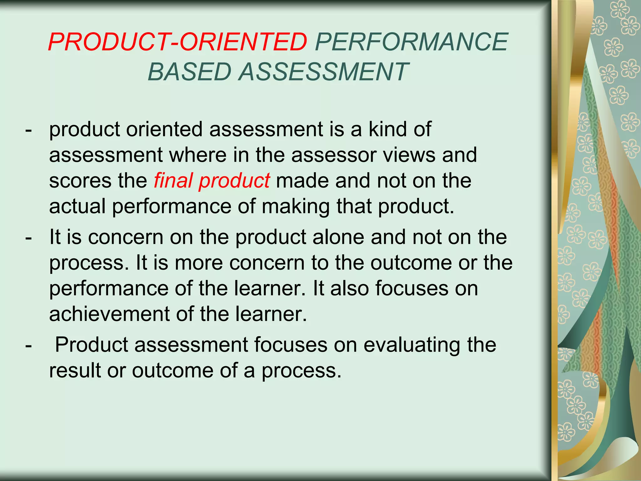 Process and product performane-based assessment | PPTX