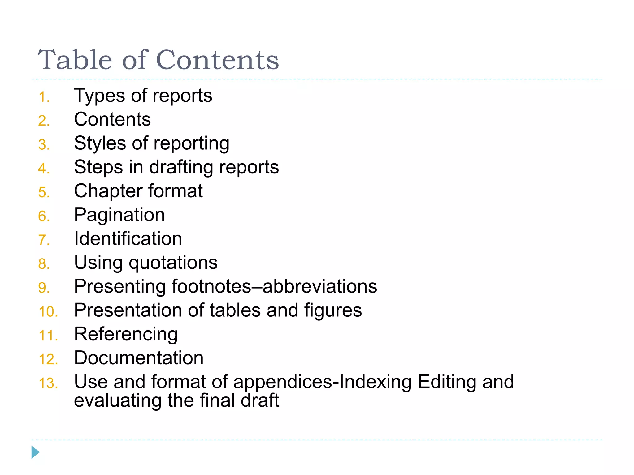 Process and structuring the report | PPTX