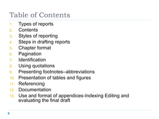 Process and structuring the report | PPTX