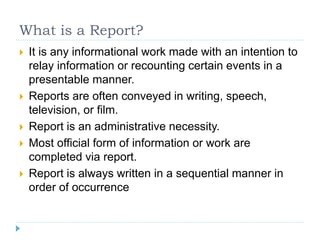 Process and structuring the report | PPTX