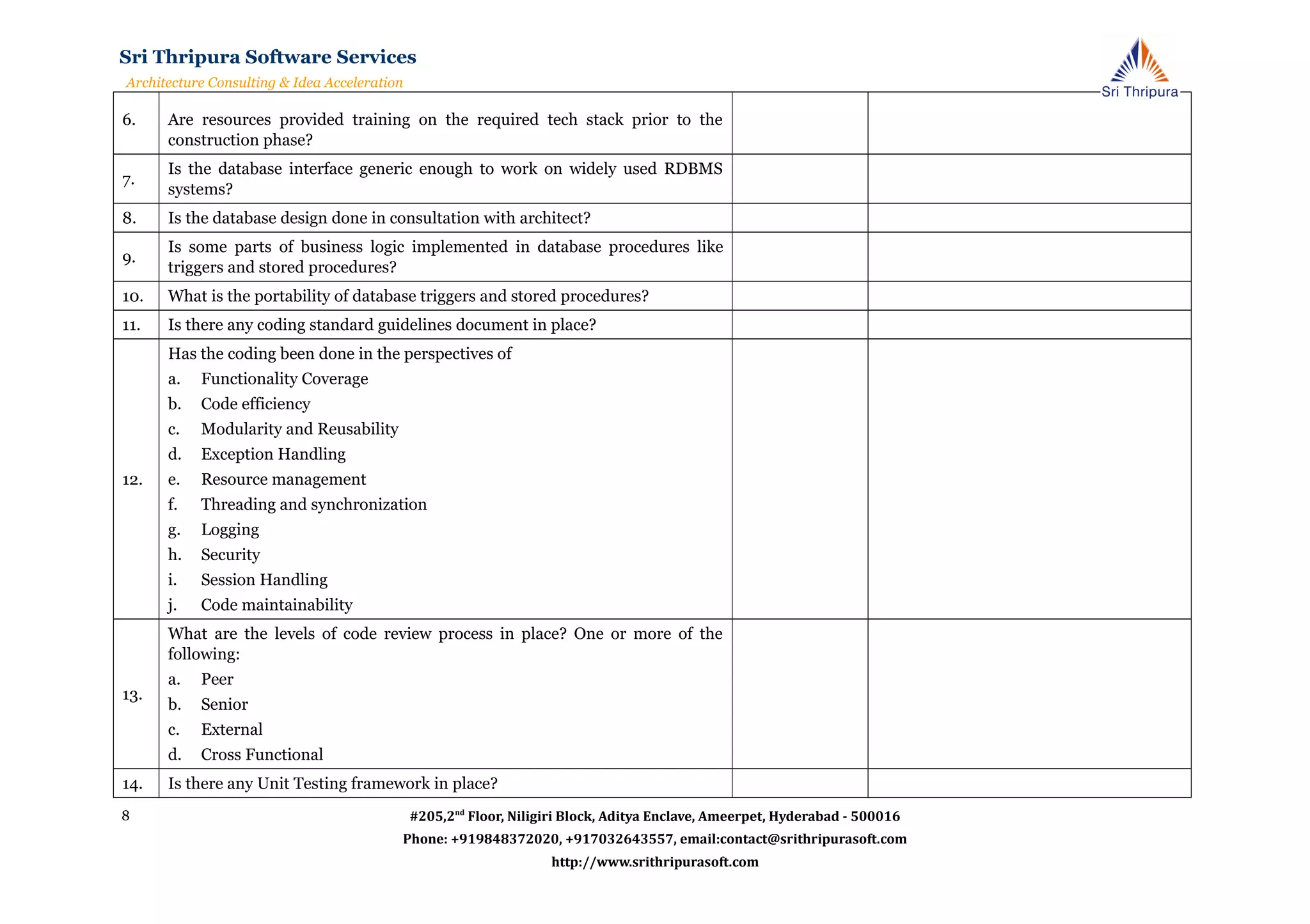 Process audit questionnaire | PDF | Databases | Computer Software and Applications