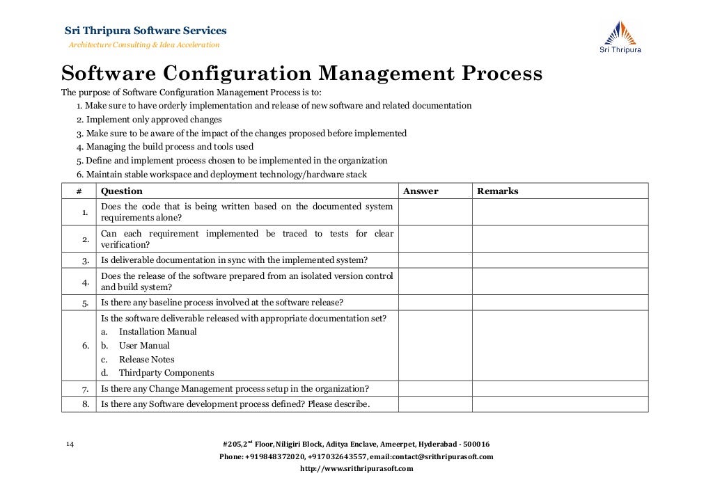 Process audit questionnaire