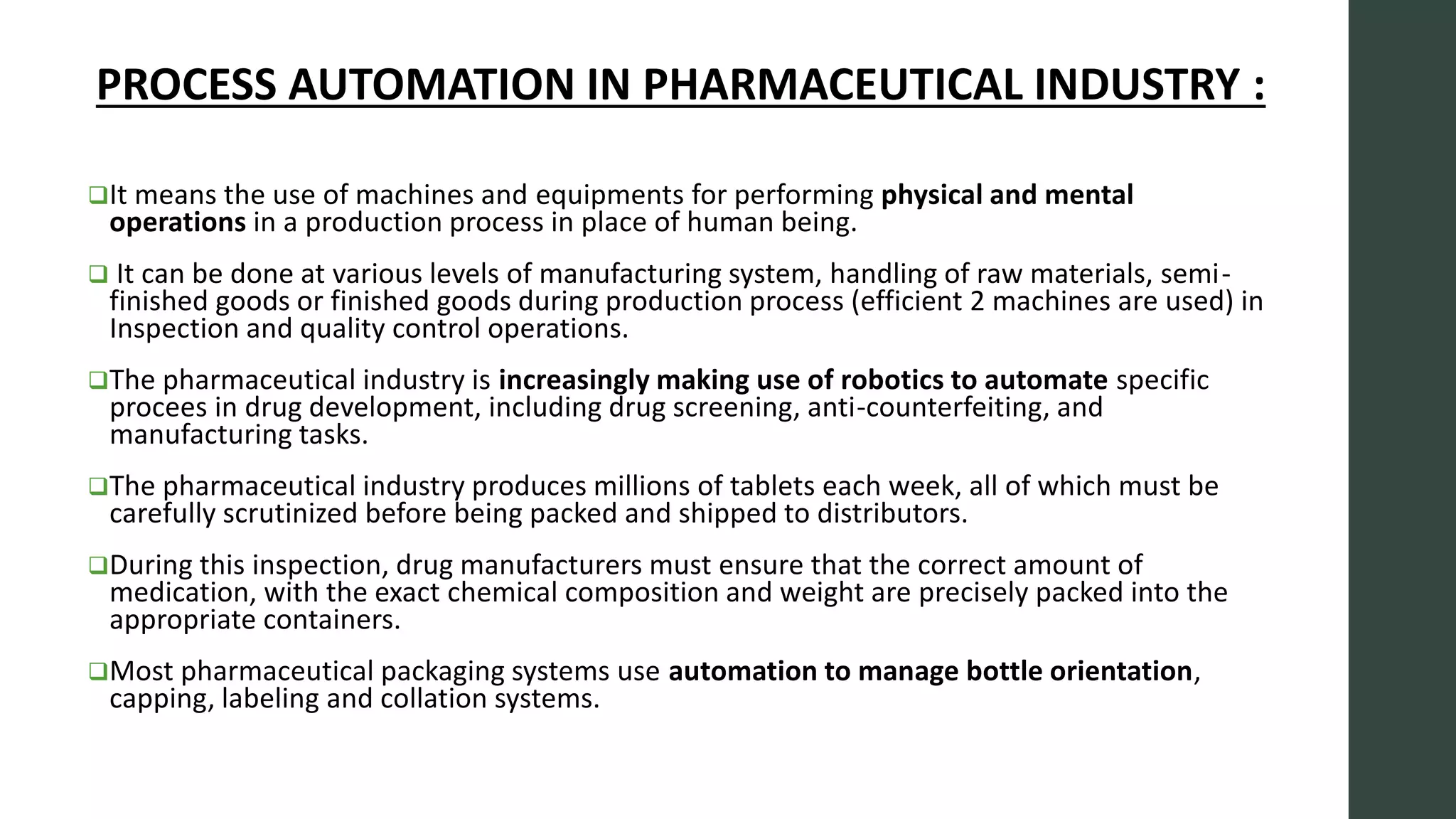 Process Automation in Pharmaceutical Industry with specific reference ...