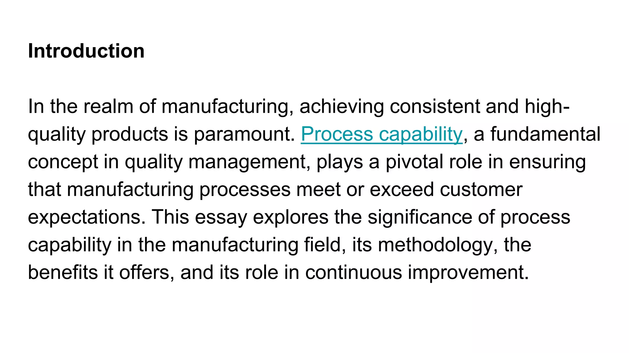 Process Capability in Manufacturing: Achieving Excellence in Quality | PPT