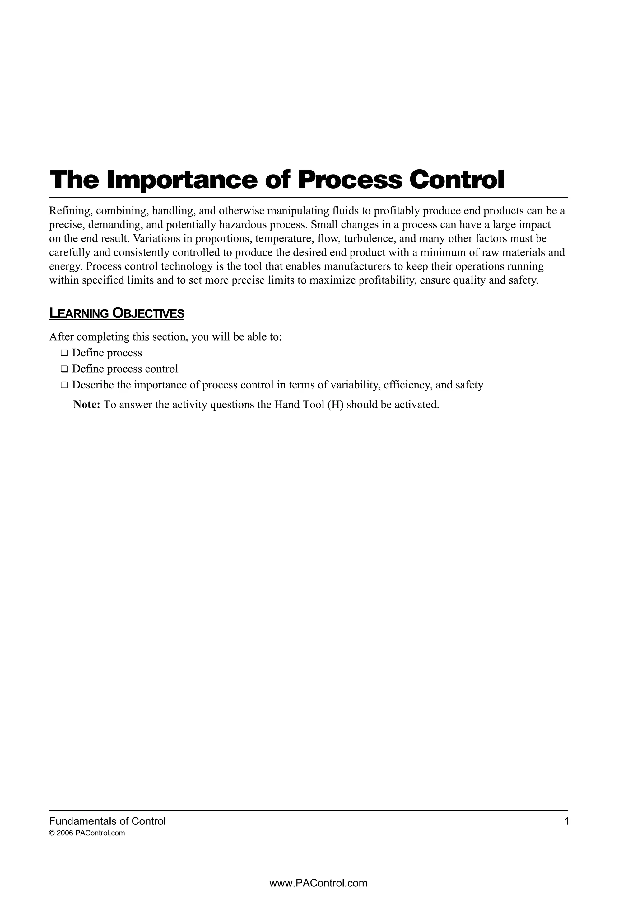 Process control fundamentals | PDF