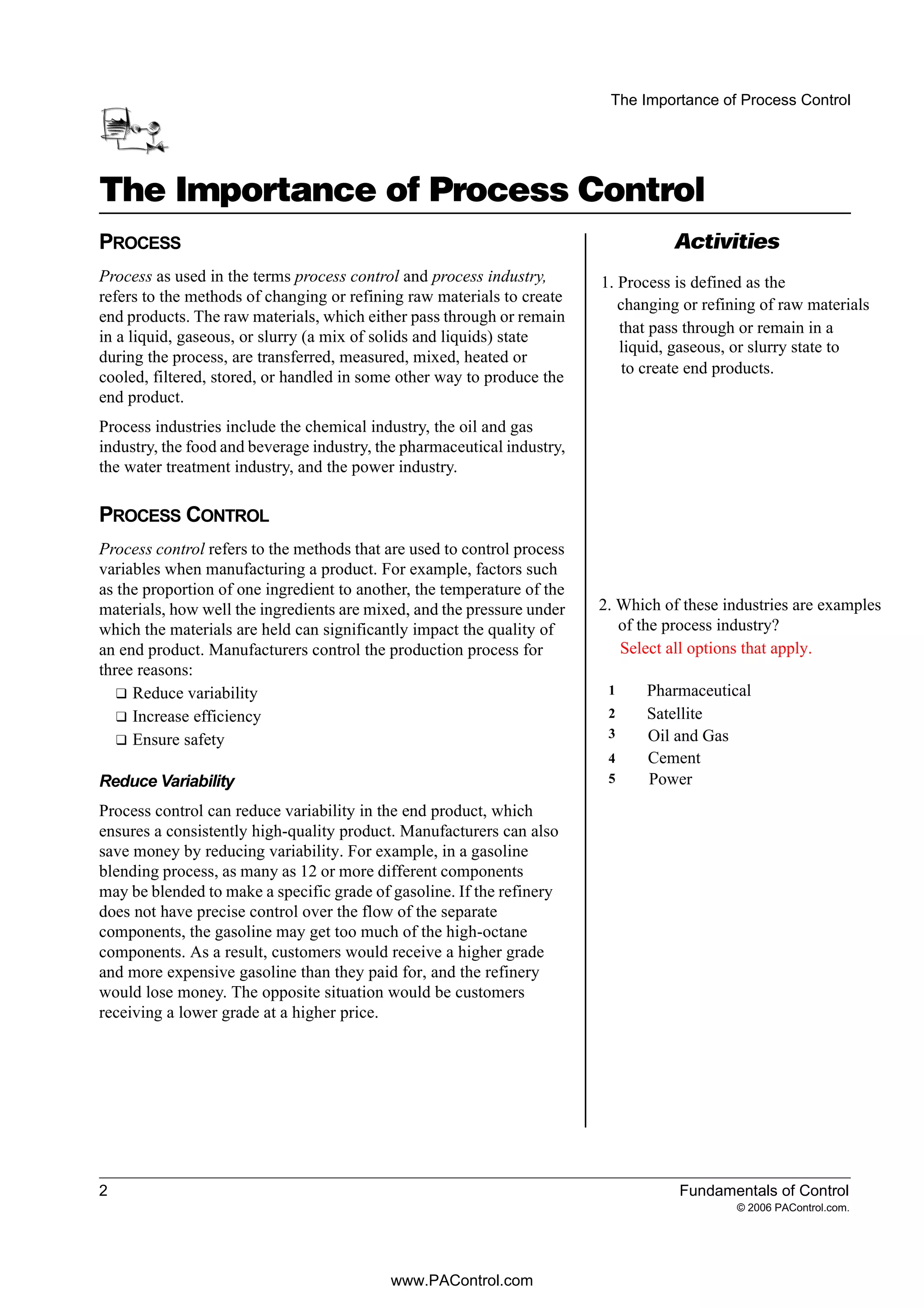 Process control fundamentals | PDF