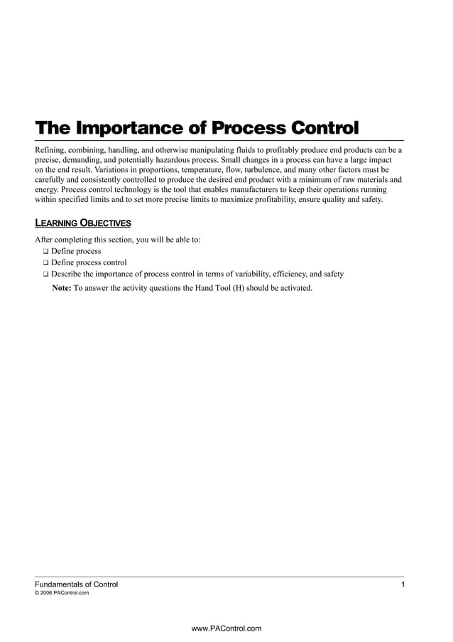 Process control fundamentals | PDF