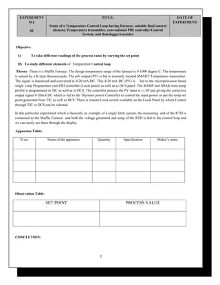 Process control lab manual | DOC