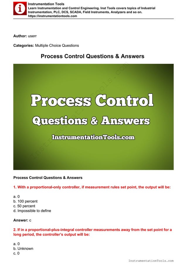 Process control MCQ | PDF | Mechanical and Industrial Engineering Industry | Industries