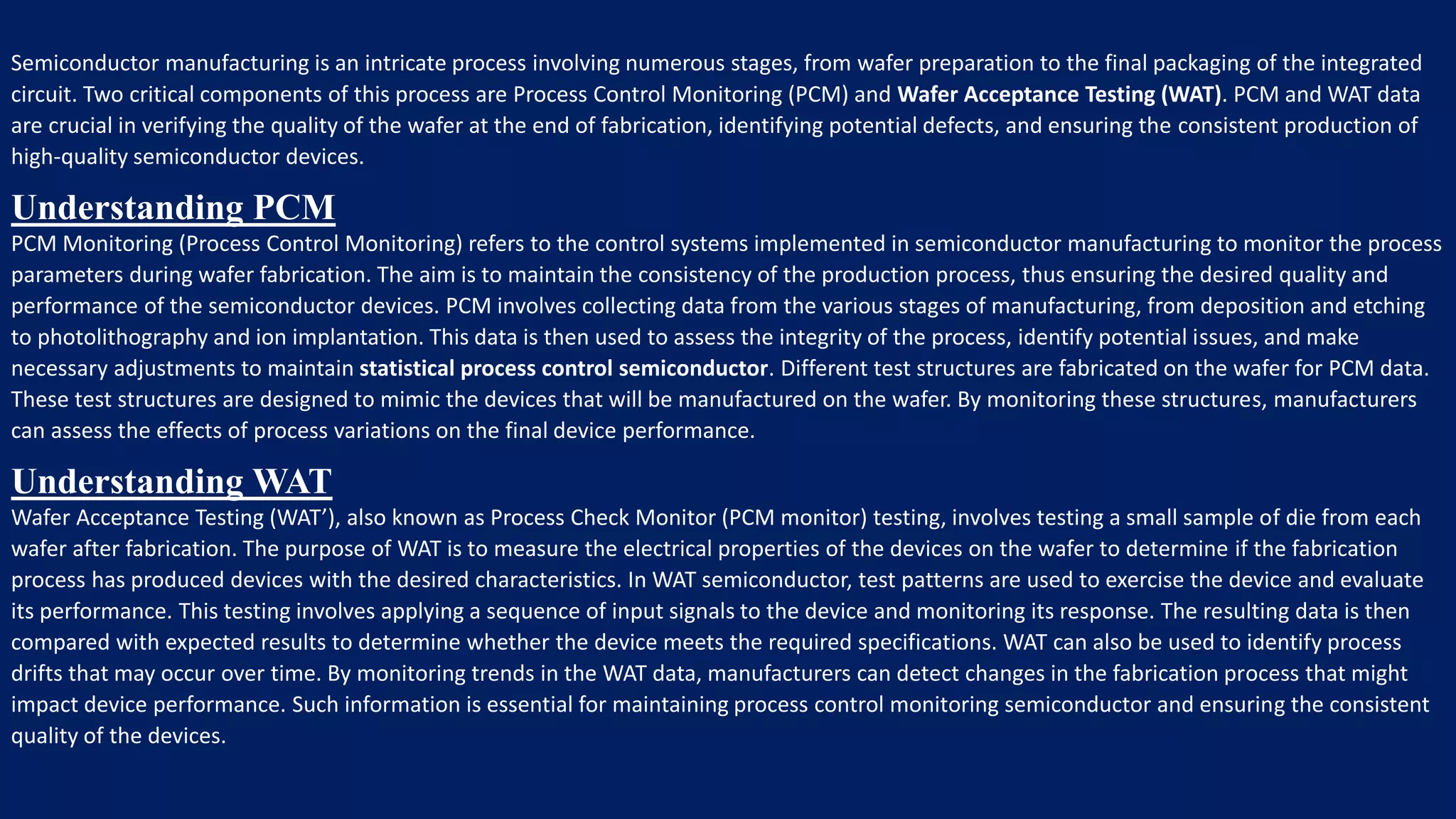 Process Control Monitoring (PCM) and Wafer Acceptance Test (WAT) in the ...