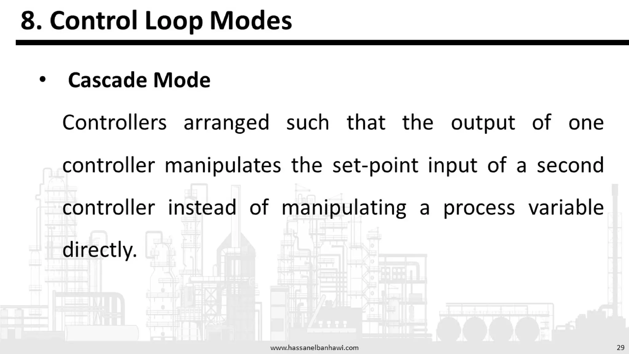 Process control presentation on concepts, feedback loop, sensors, transmetters, controllers and ...