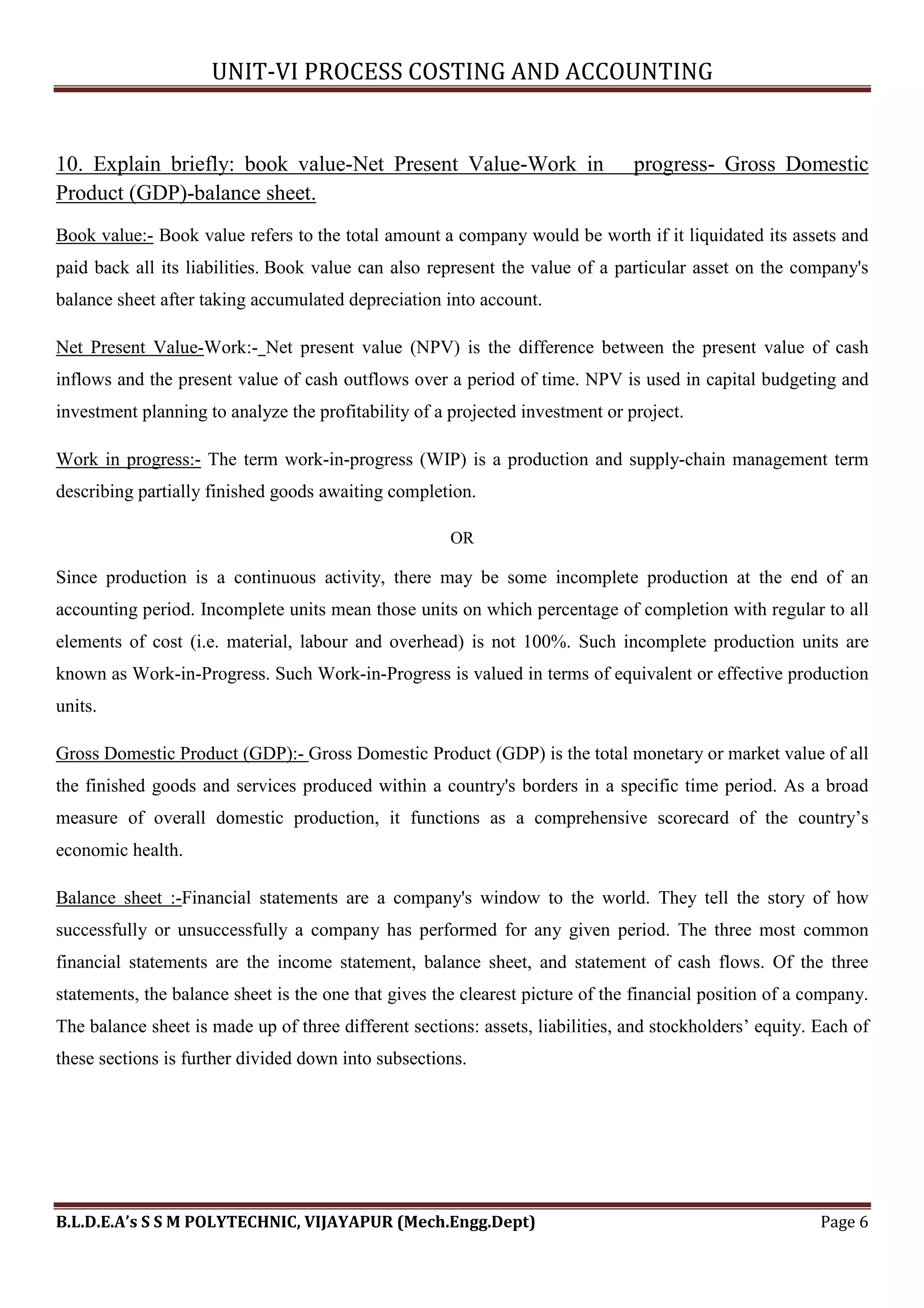 Process costing final | PDF