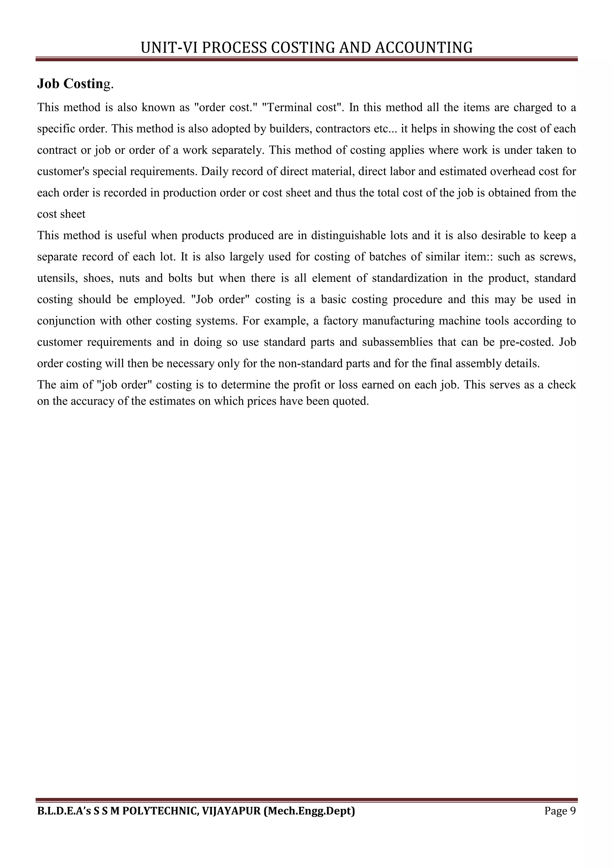 Process costing final | PDF