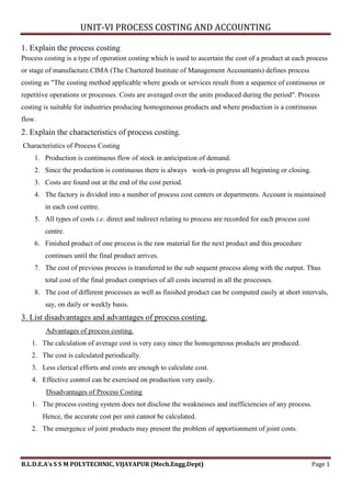 Process costing final | PDF