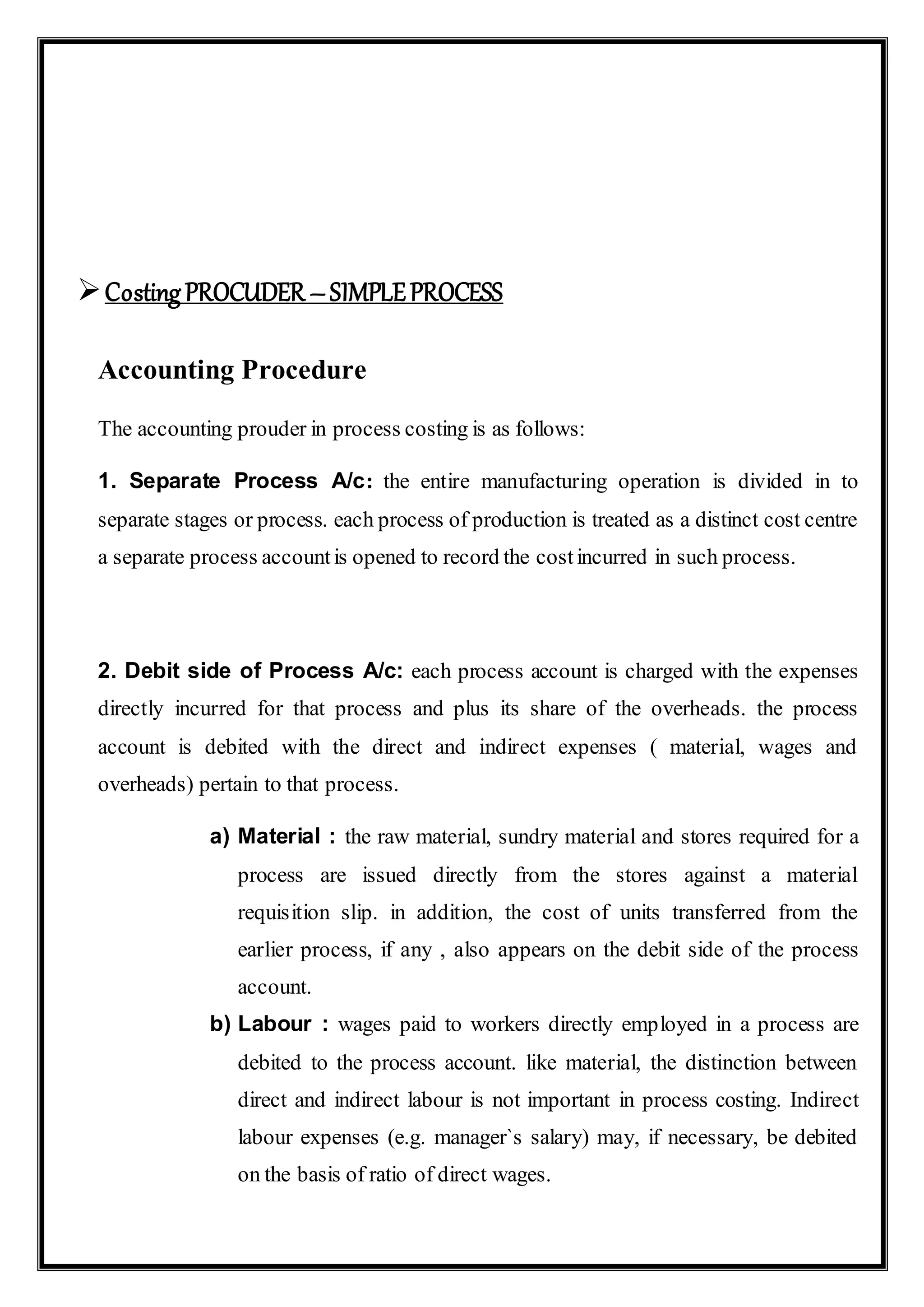 Process costing with case study mcom -1 | DOCX
