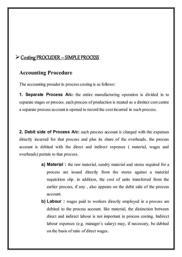 Process costing with case study mcom -1 | DOCX