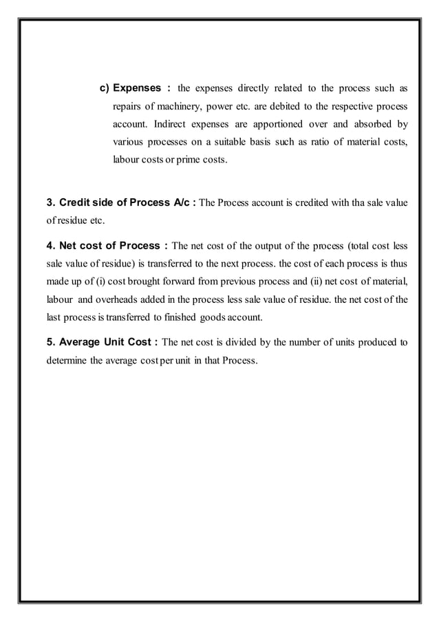 Process costing with case study mcom -1 | DOCX