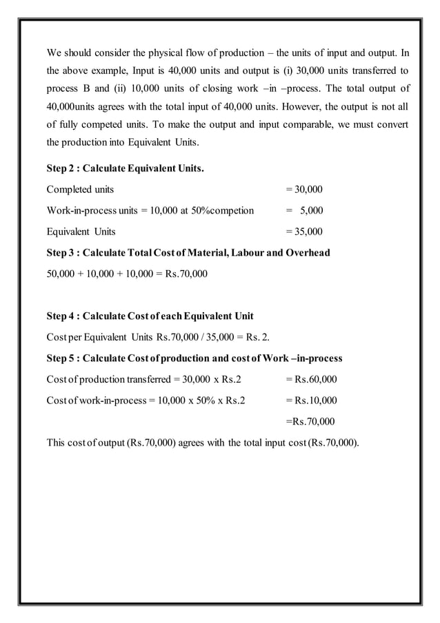 Process costing with case study mcom -1 | DOCX