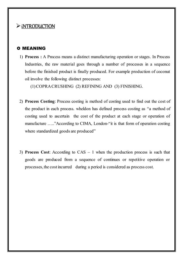 Process costing with case study mcom -1 | PDF