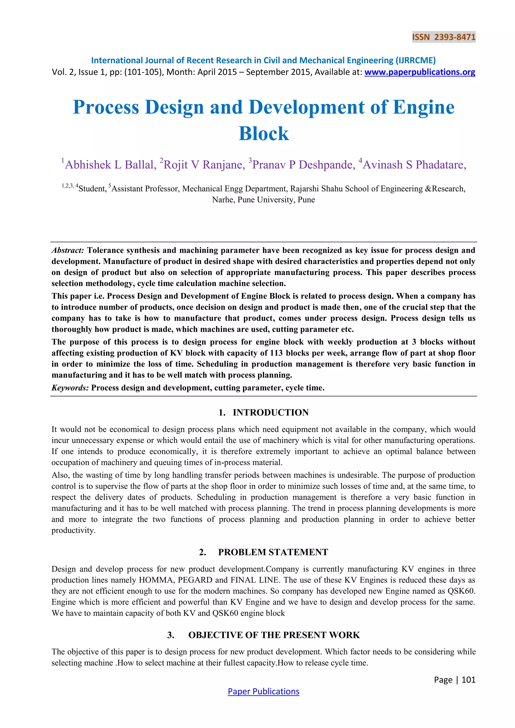 Process Design and Development of Engine Block | PDF