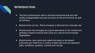 Process Design & Development for Manufacture of Biolubricants (1).pptx
