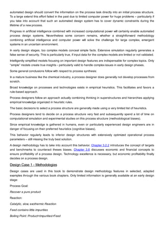 Process design synthesis, intensification, and integration of chemical ...