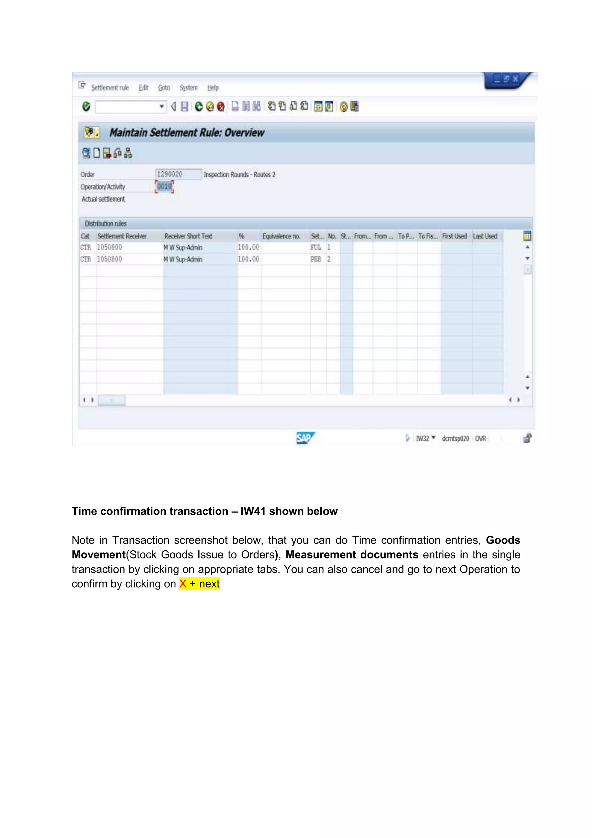 Sap Pm Inspection Rounds And Operation Account Assignment Docx Technology And Computing
