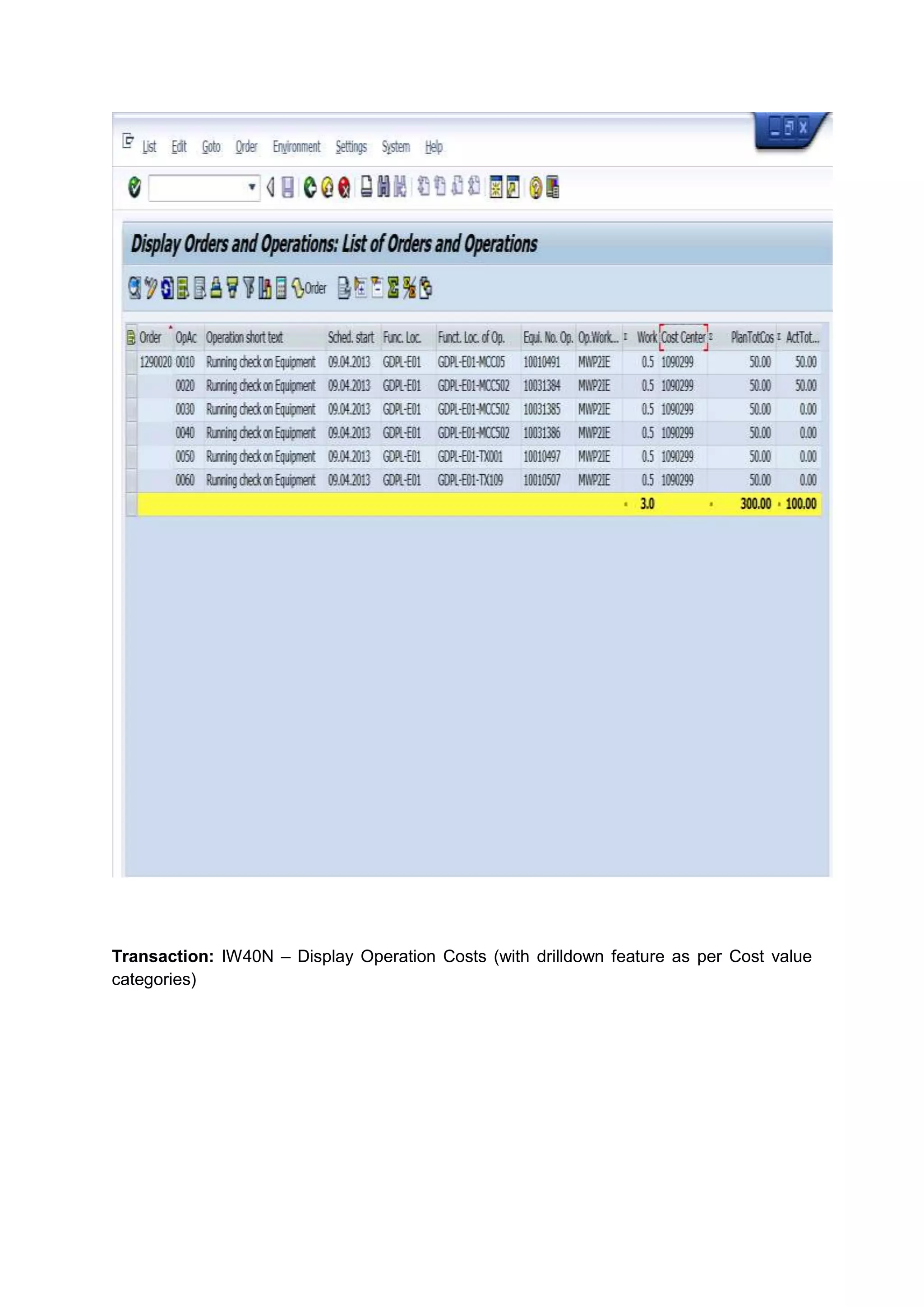 Sap Pm Inspection Rounds And Operation Account Assignment Docx Technology And Computing