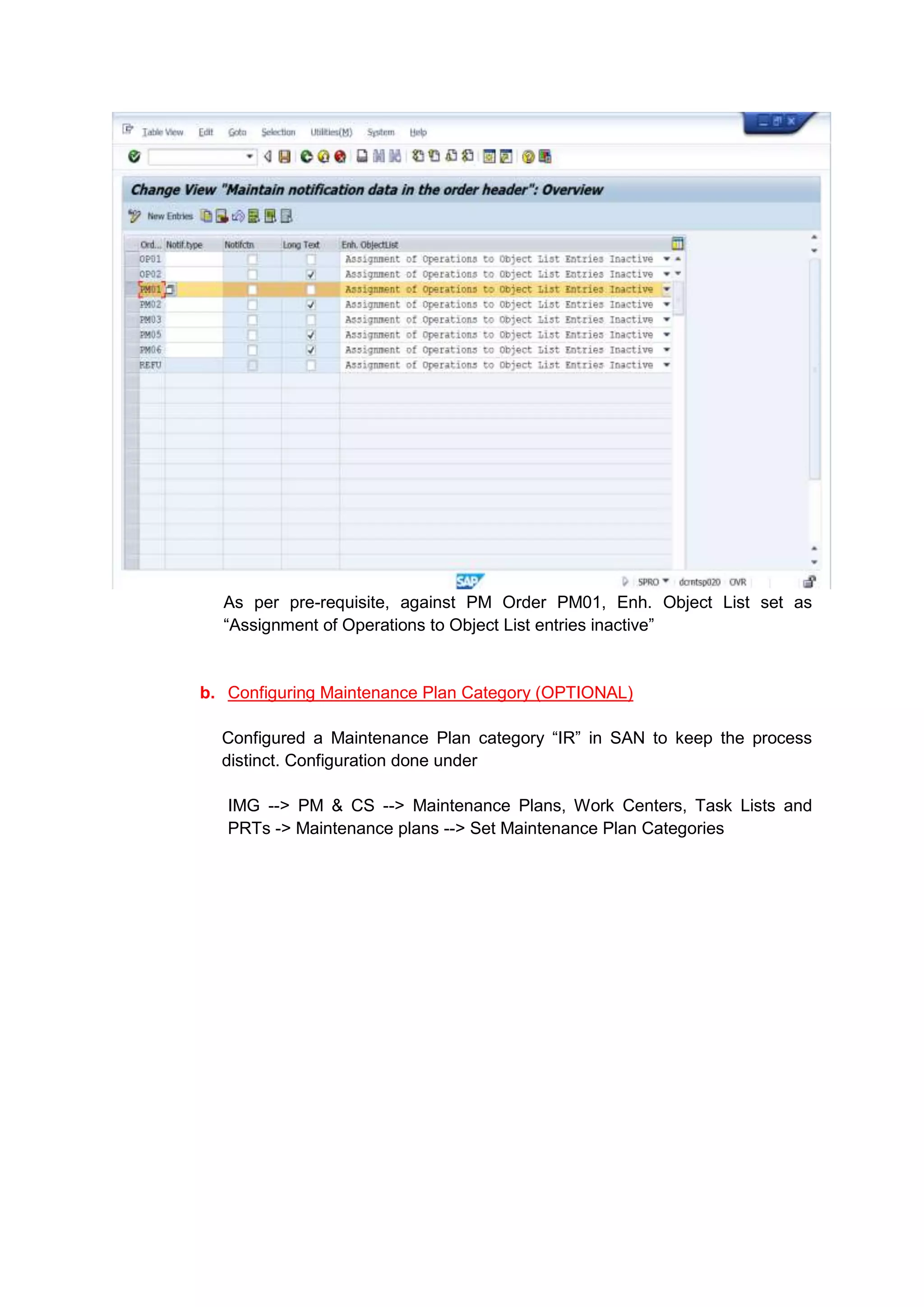 Sap Pm Inspection Rounds And Operation Account Assignment Docx Technology And Computing