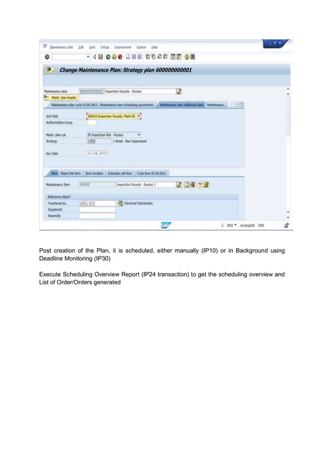 Sap Pm Inspection Rounds And Operation Account Assignment Docx Technology And Computing