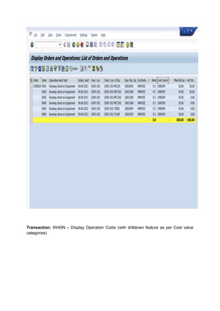 SAP PM: Inspection Rounds & Operation Account Assignment | DOCX