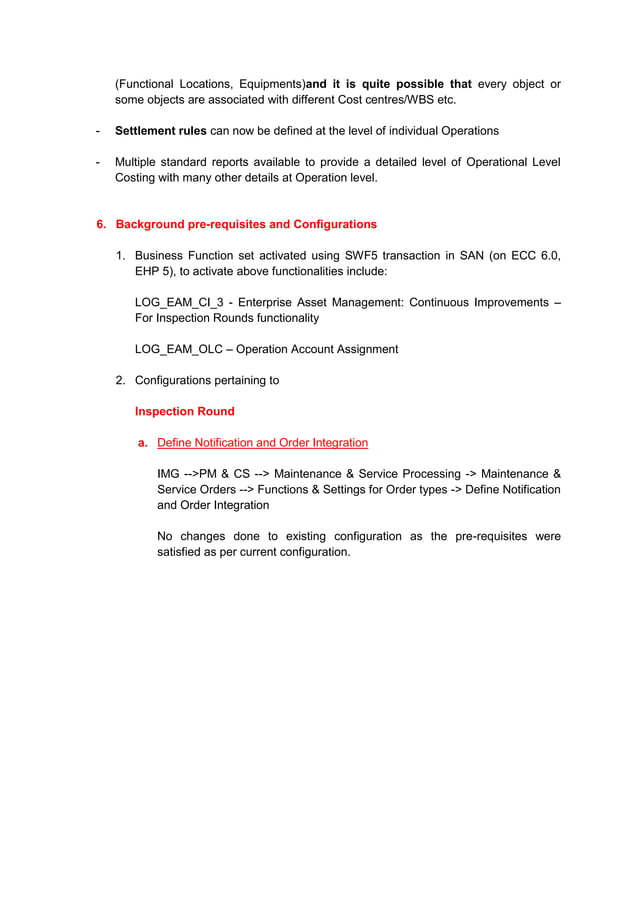 Sap Pm Inspection Rounds And Operation Account Assignment Docx Technology And Computing
