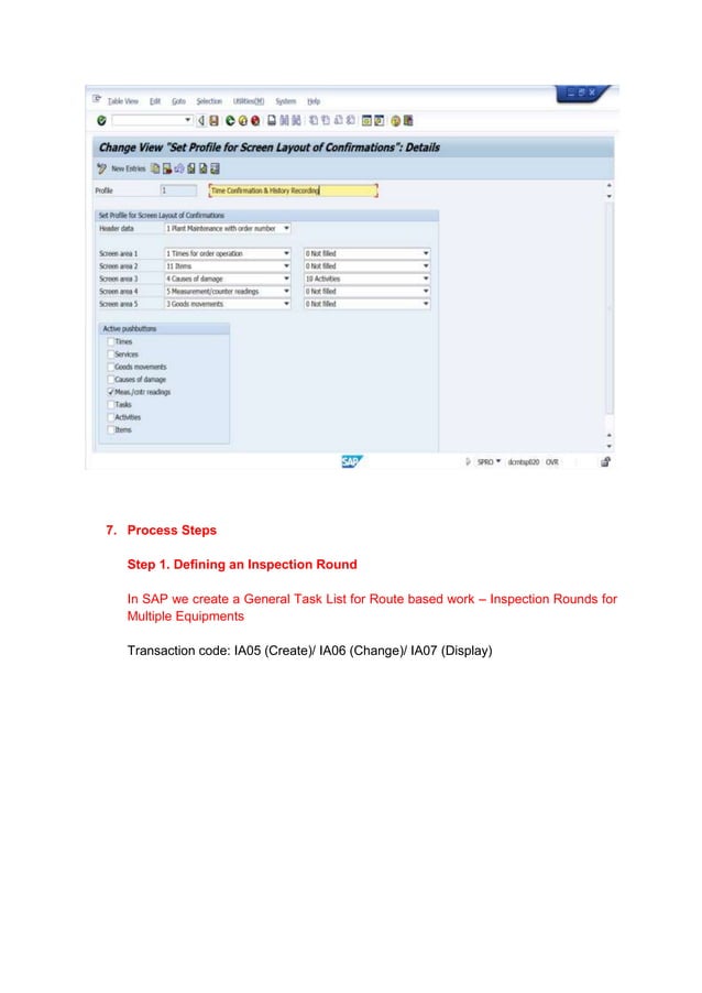 Sap Pm Inspection Rounds And Operation Account Assignment Docx Technology And Computing
