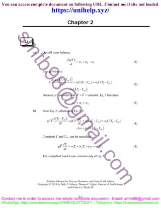 Process Dynamics and Control: Solutions for Problems (4th Edition) Dale Seborg, Thomas Edgar | PDF