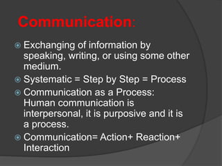Process, elements types of communication | PPTX