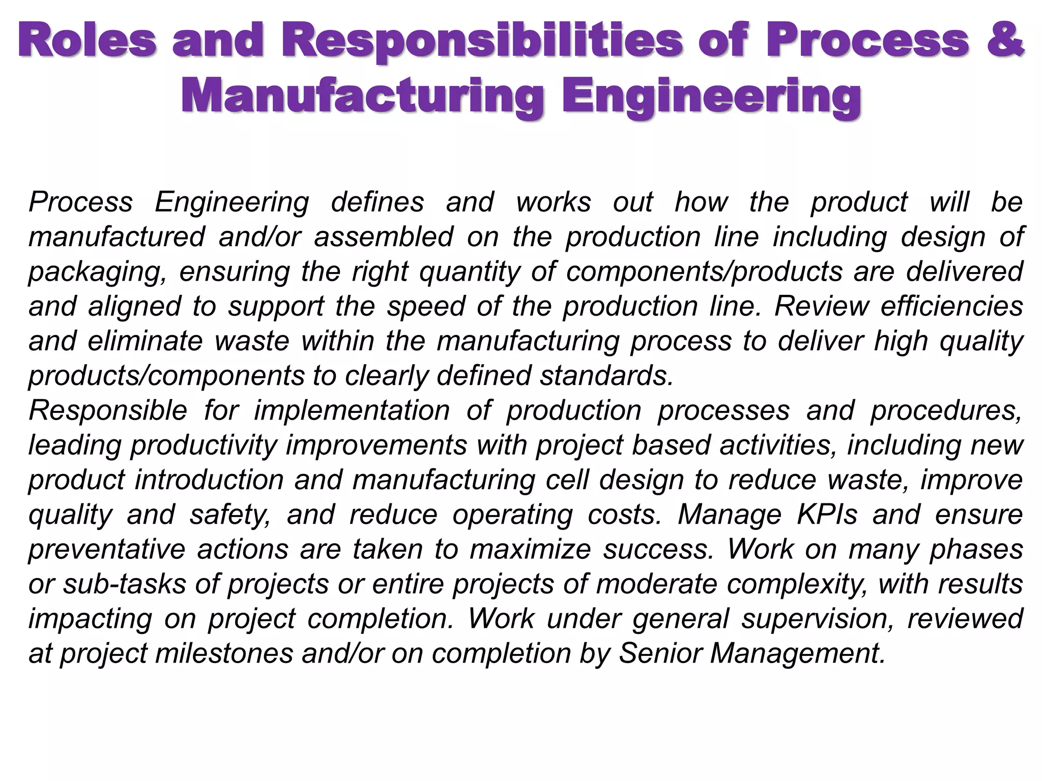 Process & Manufacturing Engineering | PPTX
