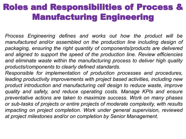 Process & Manufacturing Engineering | PPT