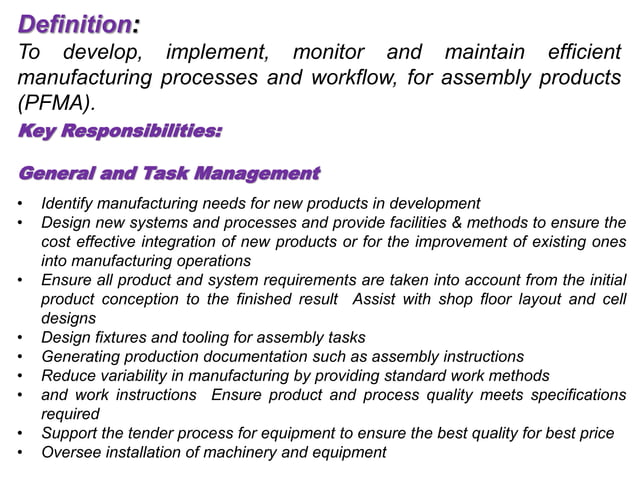 Process & Manufacturing Engineering | PPT