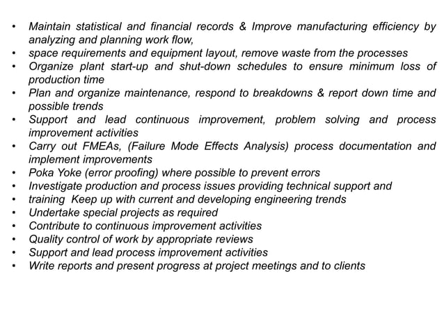 Process & Manufacturing Engineering | PPT