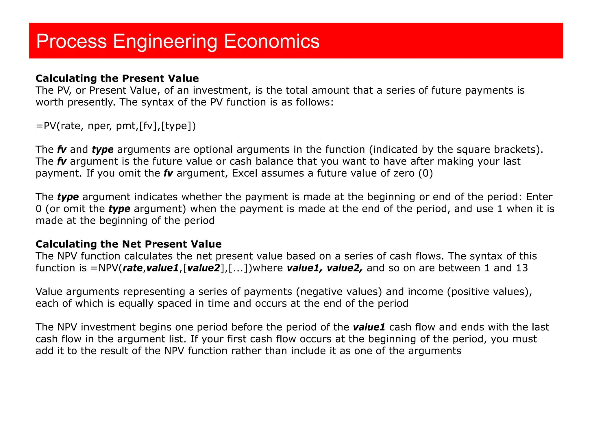 Process engineering economics i industrial engineering management | PPT
