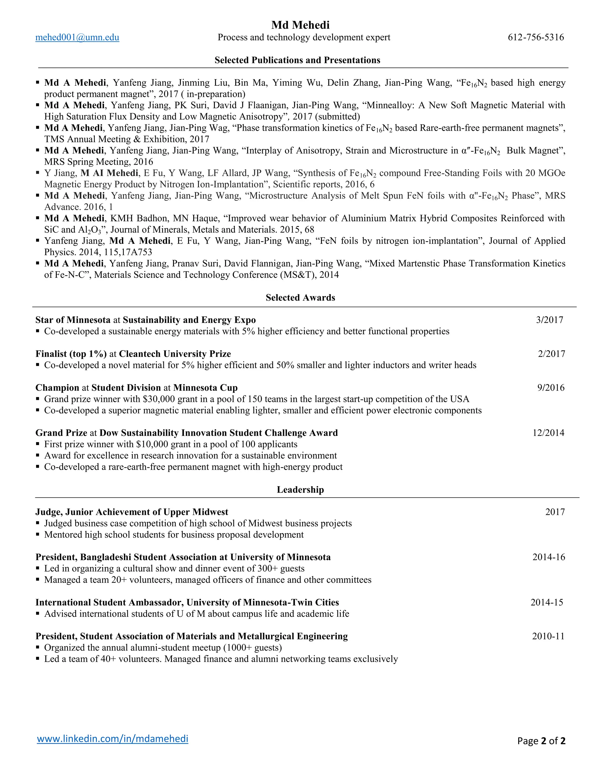 Resume of Mehedi_Materials Science PhD | PDF