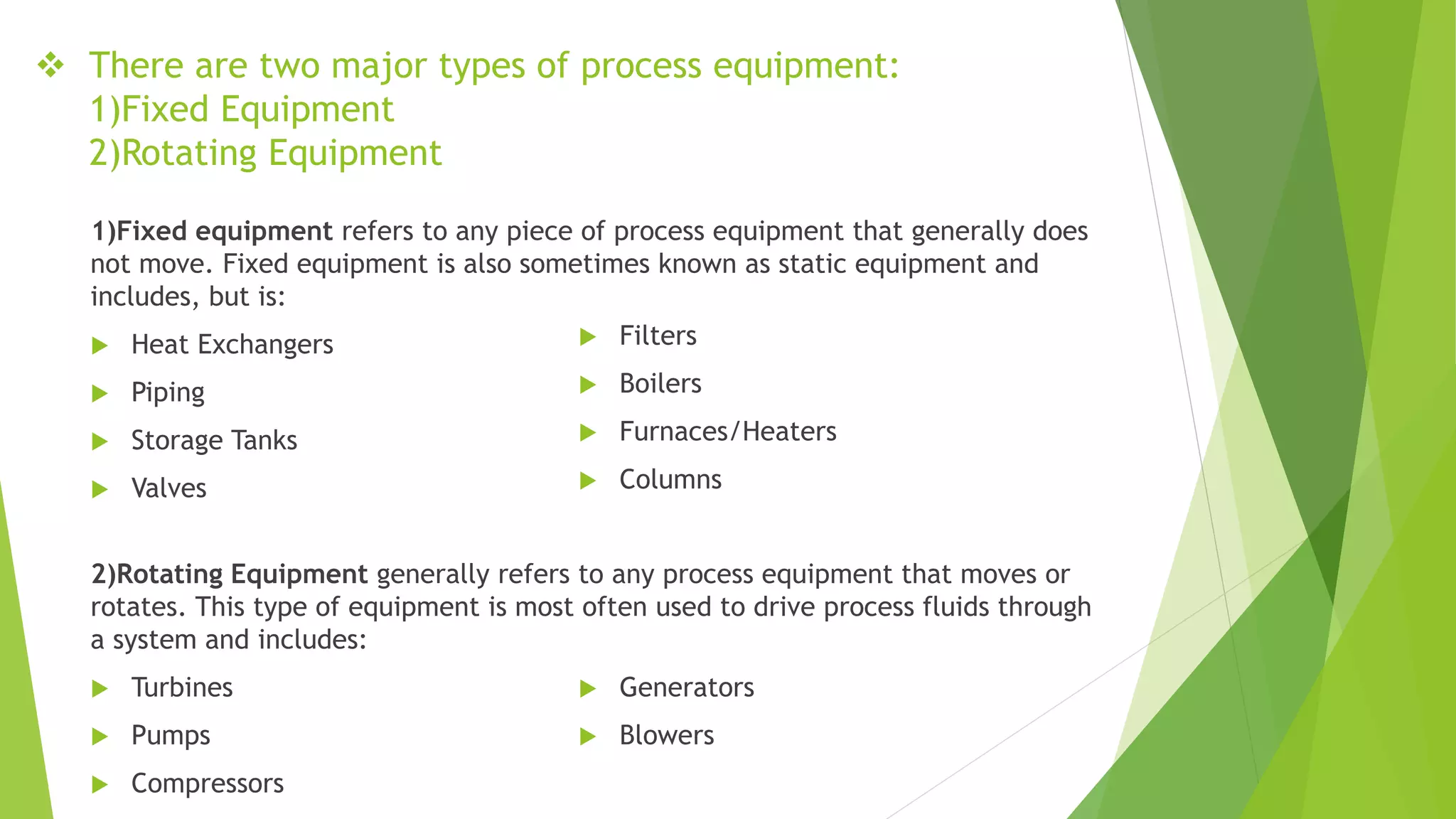 Process plant equipment and their operations in petrochemical industry ...