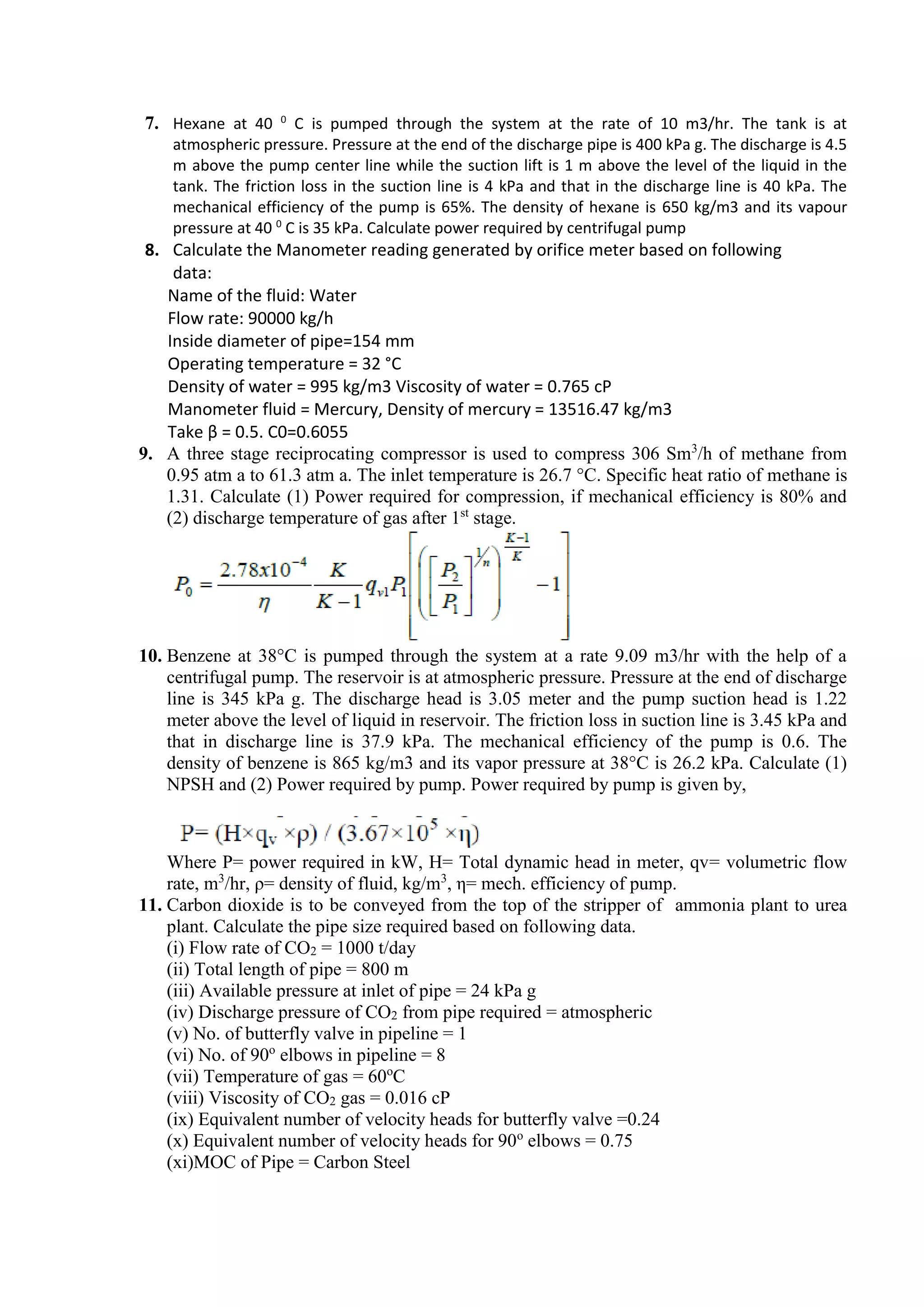 Process equipment numericals problems | PDF
