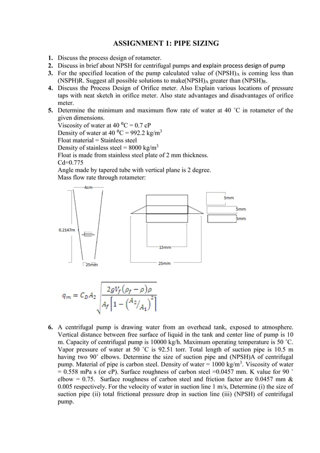 Process equipment numericals problems | PDF